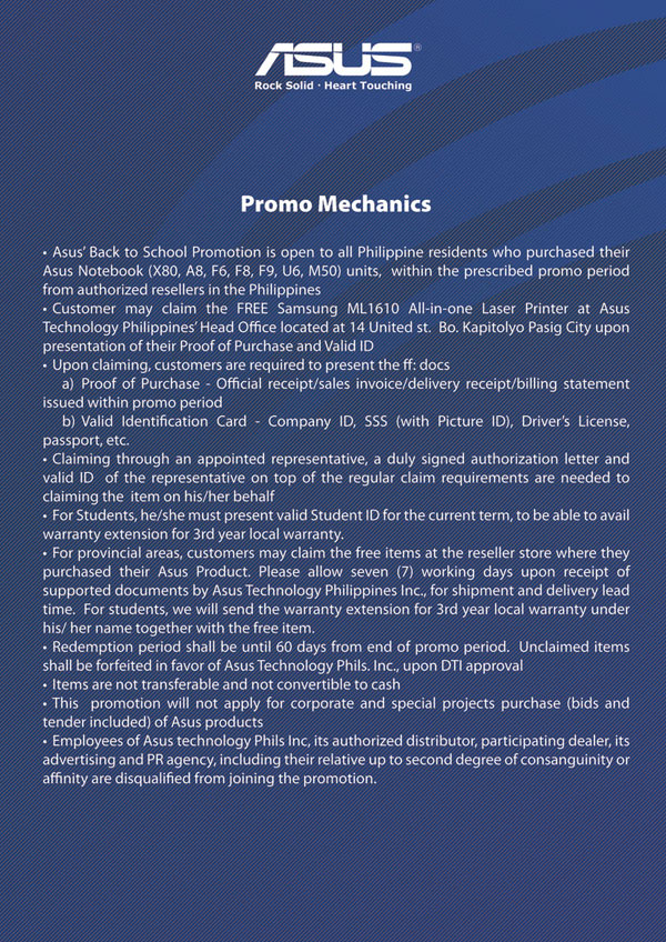 ASUS Back to School Promo Mechanics | VillMan Computers